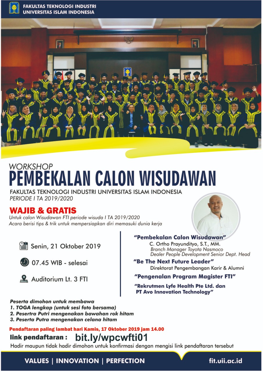 Pembekalan Calon Wisudawan, FTI UII - Jurusan Teknik Industri